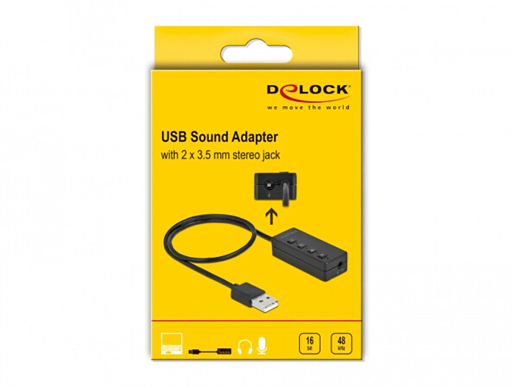 DeLOCK Adaptateur USB d’écouteurs et microphone avec 2 jacks stéréo ...
