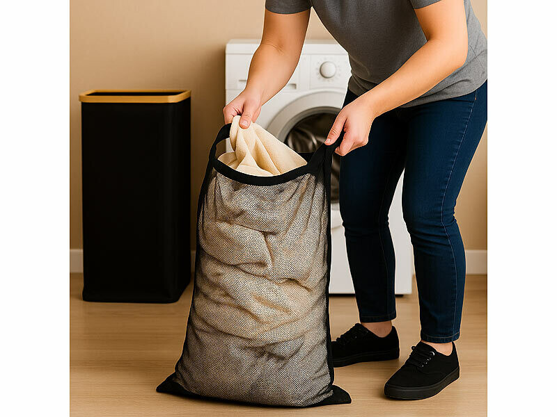 Panier à linge pliable avec filet amovible : la solution gain de place ...