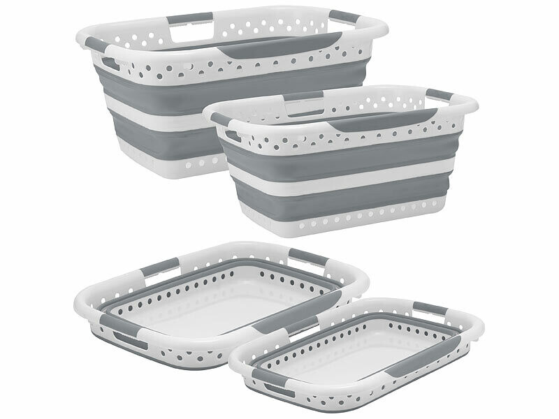 2 paniers à linge pliables 28 et 40 L | Accessoires salle de bain ...