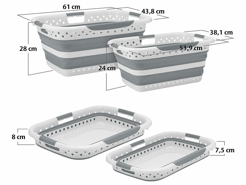 2 paniers à linge pliables 28 et 40 L | Accessoires salle de bain ...