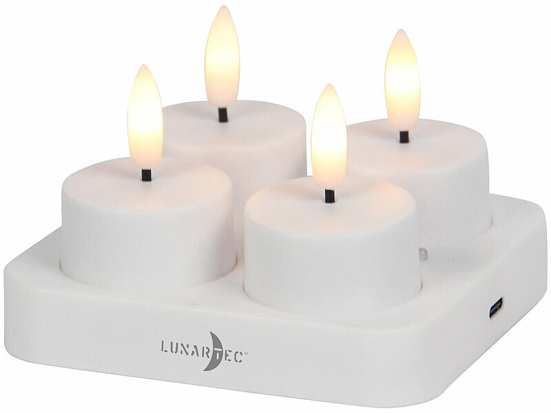4 bougies chauffe-plat LED rechargeables et télécommandées | Bougeoirs ...