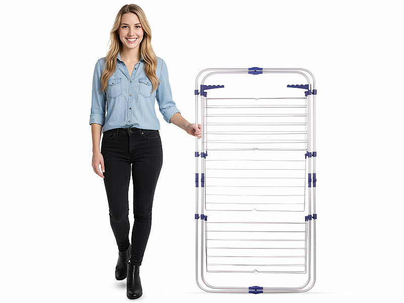 Étendoir à linge 3 étages sur roulettes | Repassage et textiles | Pearl.fr