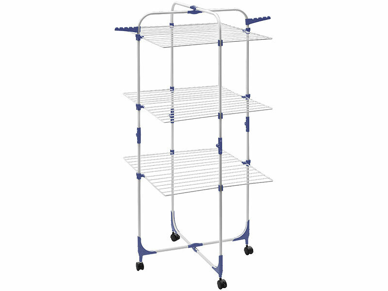 Étendoir à linge 3 étages sur roulettes | Repassage et textiles | Pearl.fr