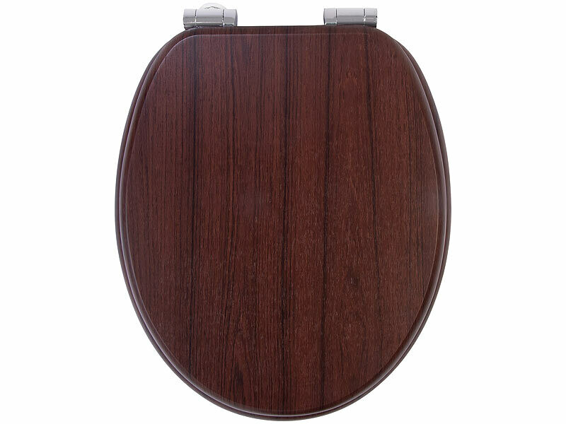 Abattant de WC forme O avec frein de chute - aspect bois sombre ...
