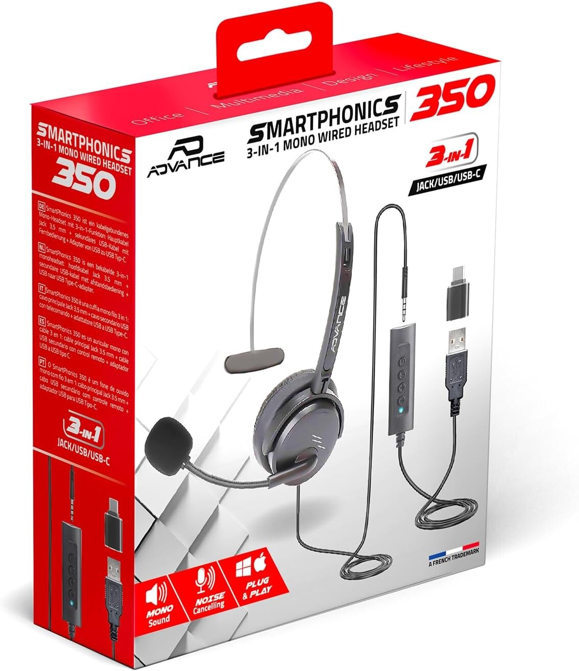 Micro-casque filaire mono Smartphonics 350 | Micro-casques | Pearl.fr
