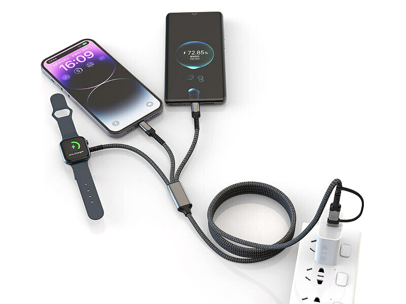 Câble USB-A/C vers Lightning / USB-C / Apple Watch 2 m | USB-C | Pearl.fr