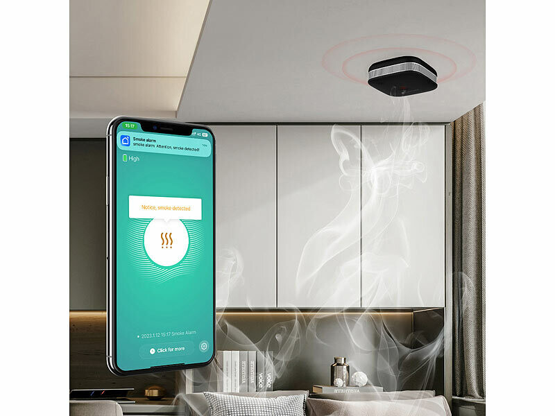 Détecteur de fumée connecté RWM-190.app | Détecteurs de fumée | Pearl.fr