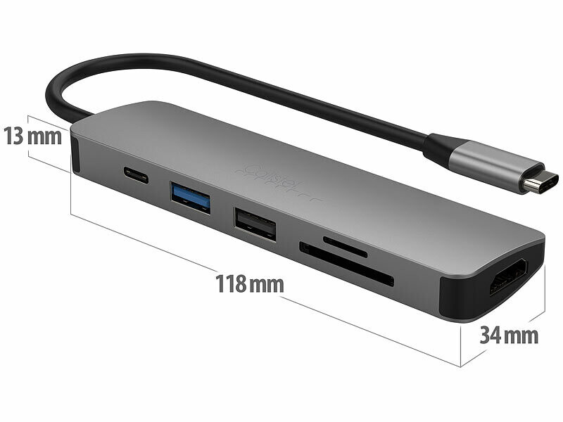 Hub USB-C HDMI 4K / Power Delivery / USB-A 3.2 / USB-A 2.0 / MicroSD-SD ...