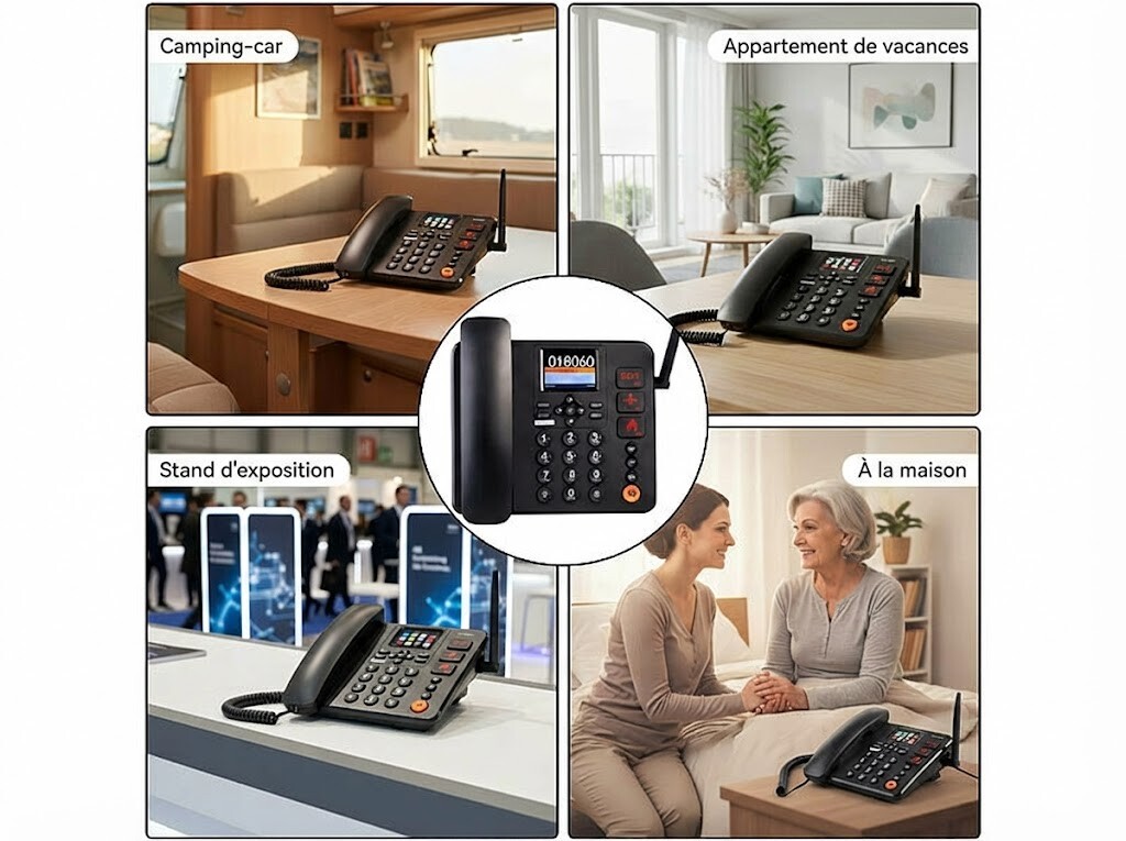 Téléphone fixe 4G double SIM avec batterie rechargeable TTF-410 ...