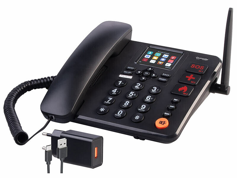 Téléphone fixe 4G double SIM avec batterie rechargeable TTF-410 ...