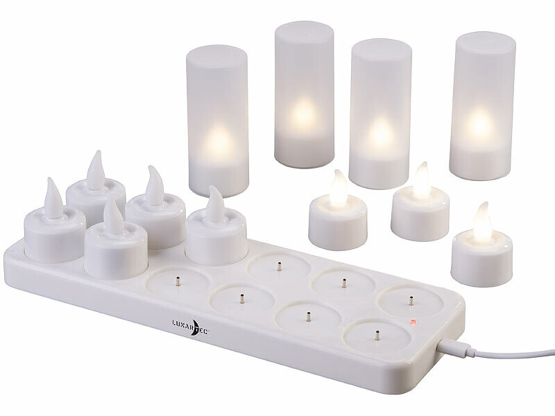 12 bougies chauffe-plat LED rechargeables avec photophores | Bougeoirs ...