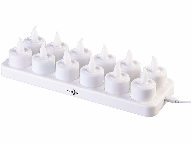 12 bougies chauffe-plat LED rechargeables avec photophores | Bougeoirs ...
