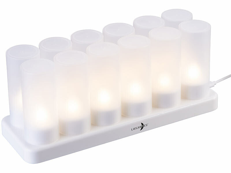 12 bougies chauffe-plat LED rechargeables avec photophores | Bougeoirs ...