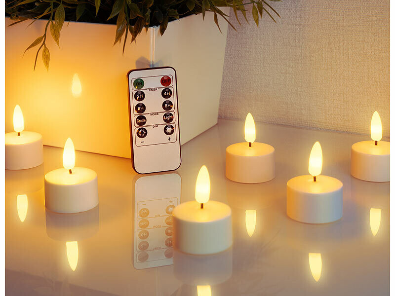 6 bougies chauffe-plat LED effet flamme rechargeables et télécommandées | Bougeoirs et bougies à ...