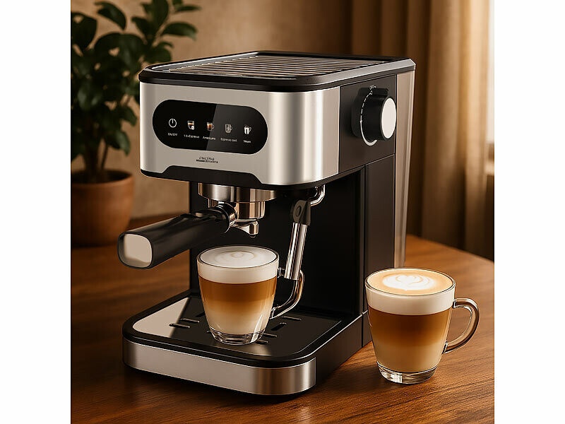 Machine à expresso porte-filtre avec mousseur à lait et réservoir à ...