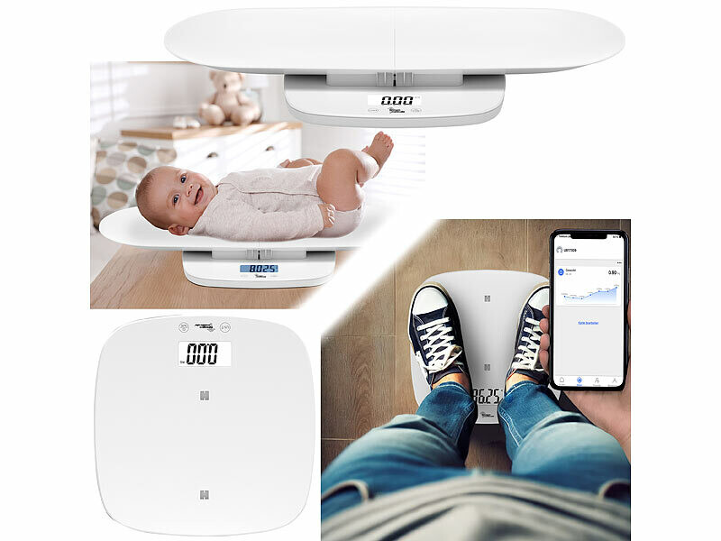 Pèse-personne et balance bébé connecté rechargeable | Pèse-personnes ...