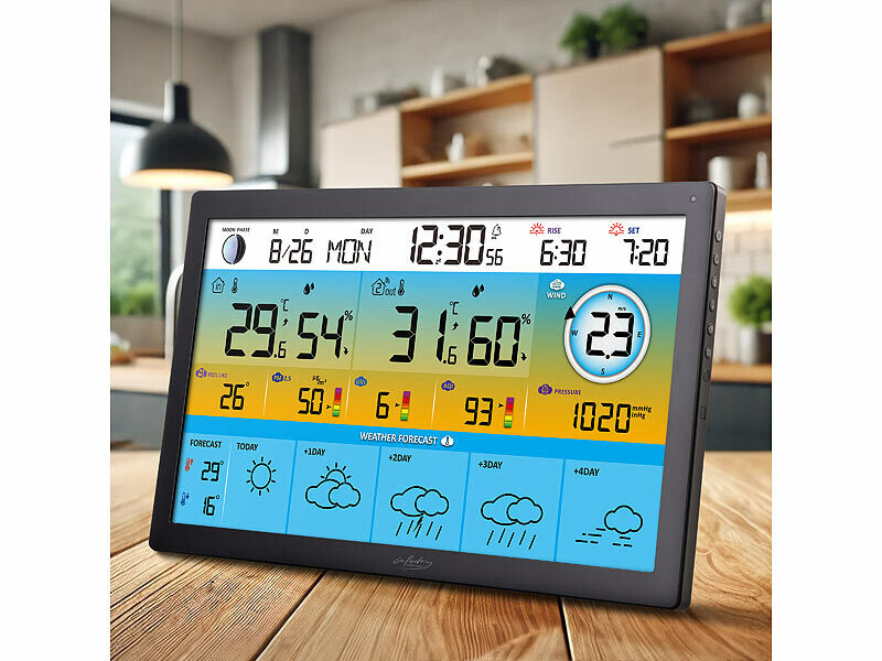 Station météo connectée FWS-910 avec écran 15,6’’ et capteur extérieur ...